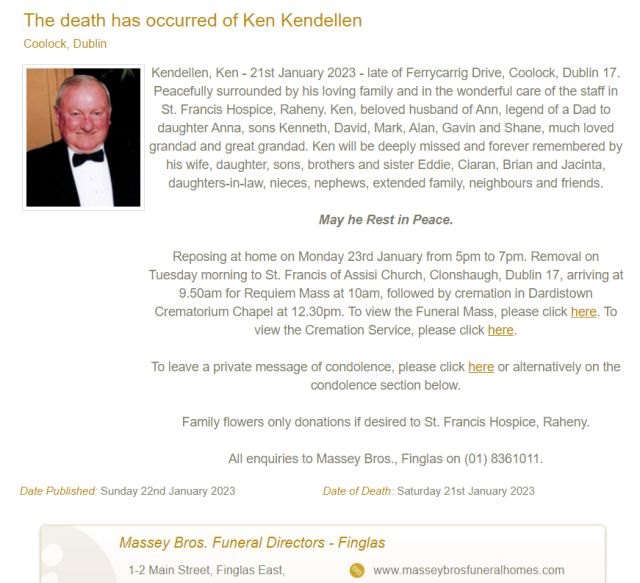 Ken Kendellen RIP - Priorswood Parish